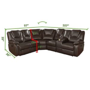 Galaxy Home Furnishings Hong Kong Power Reclining Sectional with Faux Leather in Brown