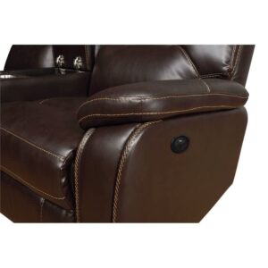 Galaxy Home Furnishings Hong Kong Power Reclining Sectional with Faux Leather in Brown