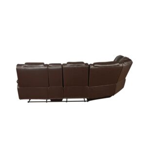 Galaxy Home Furnishings Hong Kong Power Reclining Sectional with Faux Leather in Brown