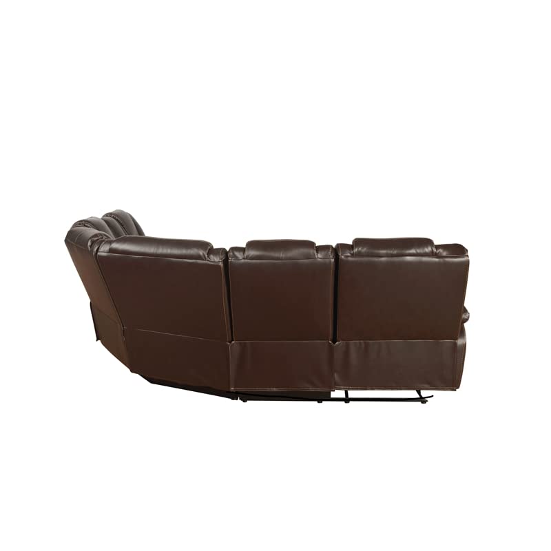 Galaxy Home Furnishings Hong Kong Power Reclining Sectional with Faux Leather in Brown