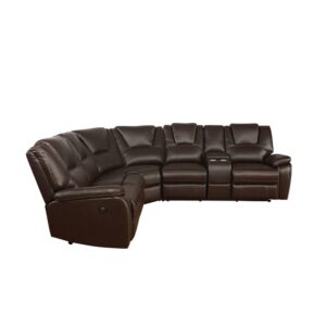 Galaxy Home Furnishings Hong Kong Power Reclining Sectional with Faux Leather in Brown