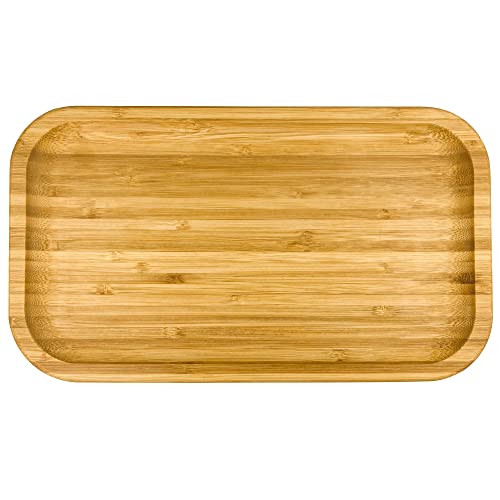 Bamboo Rectangle Serving & Vanity Tray,Decorative Serving Trays Platter for Breakfast in Bed, Lunch, Dinner, Appetizers, Patio, Ottoman, Coffee Table, BBQ, Party