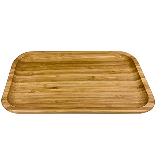 Bamboo Serving Tray,Natural Bamboo Wood Decorative Rustic Trays, Great for Dinner Trays, Tea Tray, bar Tray, Breakfast Tray, or Any Food Tray