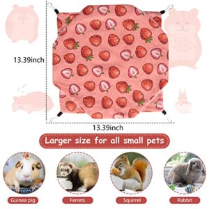 Bonjin Pet Small Animal Hanging Hammock, Ferret Squirrel Bunkbed Hammock Cage Toy for Hamster Rat Sugar Glider Parrot Guinea Pig Hideout Play Sleep (Strawberry X 2pcs)