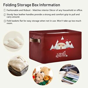 ALAZA Christmas Santa Claus Red Foldable Storage Box Storage Basket Organizer Bins with Handles for Shelf Closet Living Room Bedroom Home Office 1 Pack