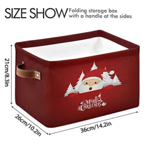 ALAZA Christmas Santa Claus Red Foldable Storage Box Storage Basket Organizer Bins with Handles for Shelf Closet Living Room Bedroom Home Office 1 Pack