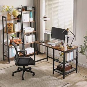 Aibiju Computer Desk with Storage Shelf on The Left or Right, Home Office Study Writing Small Desk 47 Inch Industrial Modern Simple Wood Desk Easy to Assemble, Max Load 150lbs, Brown YD-TMJ33MH