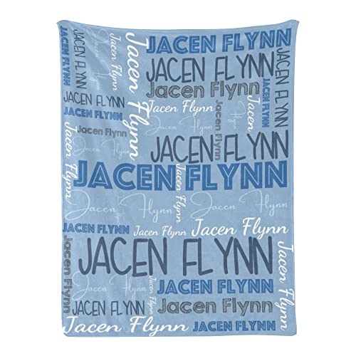 Dr.TOUGH Personalized Blankets for Kids Adults Personalized Name Blanket Custom Blanket with Name Gift for Christmas Birthday Valentines Day (Light Blue, 50” x 60”)