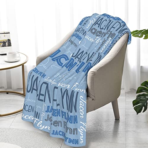 Dr.TOUGH Personalized Blankets for Kids Adults Personalized Name Blanket Custom Blanket with Name Gift for Christmas Birthday Valentines Day (Light Blue, 50” x 60”)