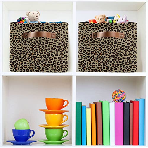 ALAZA Cheetah Leopard Print Animal Skin Foldable Storage Box Storage Basket Organizer Bins with Handles for Shelf Closet Living Room Bedroom Home Office 1 Pack