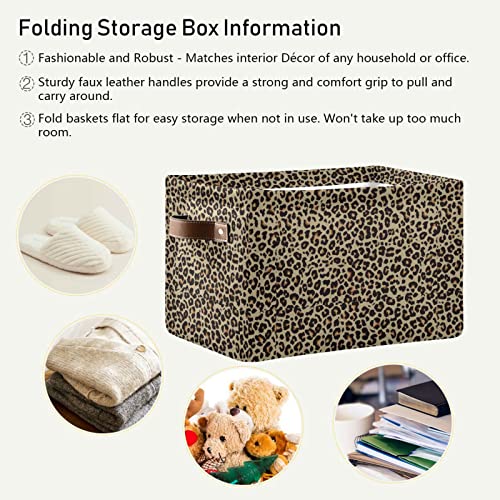 ALAZA Cheetah Leopard Print Animal Skin Foldable Storage Box Storage Basket Organizer Bins with Handles for Shelf Closet Living Room Bedroom Home Office 1 Pack