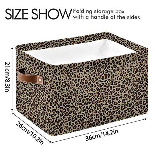 ALAZA Cheetah Leopard Print Animal Skin Foldable Storage Box Storage Basket Organizer Bins with Handles for Shelf Closet Living Room Bedroom Home Office 1 Pack