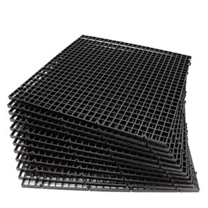 alegi 12 pcs aquarium fish tank divider plastic egg crate aquarium filter bottom tray grid isolation board partition net pane separator (l 12pcs black)