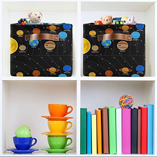 ALAZA Solar System Milky Galaxy Foldable Storage Box Storage Basket Organizer Bins with Handles for Shelf Closet Living Room Bedroom Home Office 2 Pack