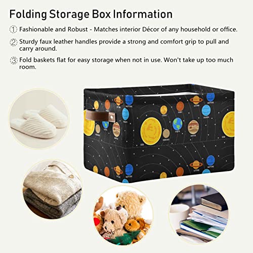 ALAZA Solar System Milky Galaxy Foldable Storage Box Storage Basket Organizer Bins with Handles for Shelf Closet Living Room Bedroom Home Office 2 Pack