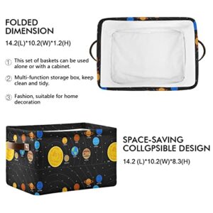 ALAZA Solar System Milky Galaxy Foldable Storage Box Storage Basket Organizer Bins with Handles for Shelf Closet Living Room Bedroom Home Office 2 Pack