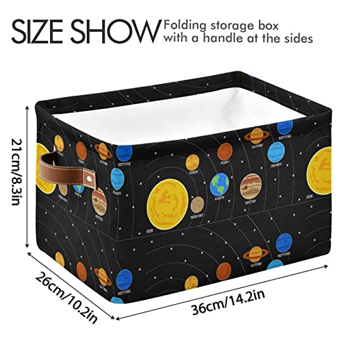 ALAZA Solar System Milky Galaxy Foldable Storage Box Storage Basket Organizer Bins with Handles for Shelf Closet Living Room Bedroom Home Office 2 Pack