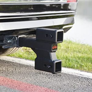 TOPTOW Trailer Dual Hitch Extender Adapter with 2 & 4-inch Riser/Drop, 2" Receiver, 2-inch Solid Shank, 10000lbs Capacity…