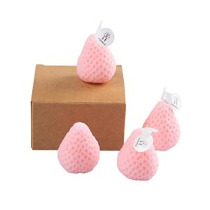 BoKin Strawberry Candles, 4Pcs Strawberry Shaped Scented Candles (2.11oz), Fruit Aroma Soy Wax Decorative Candle for Stress Relief Aromatherapy Home Decoration Mood-Boosting Bath Yoga (Pink)