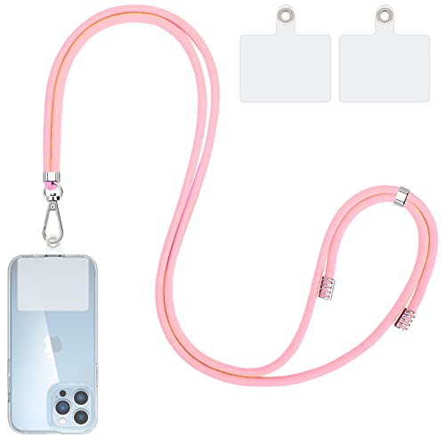 Lousrnman Crossbody Cell Phone Lanyard, Universal Phone Lanyards with 2 Pack Clear Patch Compatible with Most Phones (Light Pink)