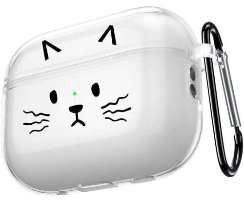 for Airpods Pro 2nd Generation Case Clear，Cute Kawaii Cat Fashion Design with Soft TPU Full Body Protective Airpod Portable Cover Case for Girls with Keychain Case for Airpod Pro 2nd Generation