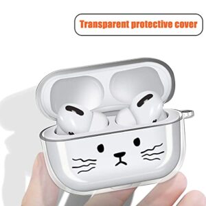 for Airpods Pro 2nd Generation Case Clear，Cute Kawaii Cat Fashion Design with Soft TPU Full Body Protective Airpod Portable Cover Case for Girls with Keychain Case for Airpod Pro 2nd Generation