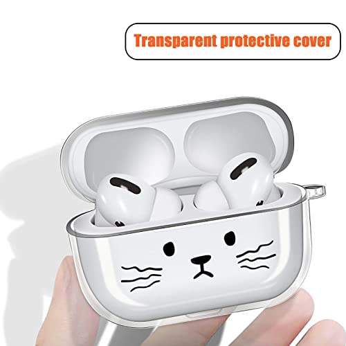 for Airpods Pro 2nd Generation Case Clear，Cute Kawaii Cat Fashion Design with Soft TPU Full Body Protective Airpod Portable Cover Case for Girls with Keychain Case for Airpod Pro 2nd Generation