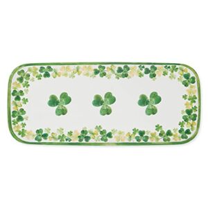 upware 15 inch melamine rectangle serving tray, bpa free food tray (shamrock)