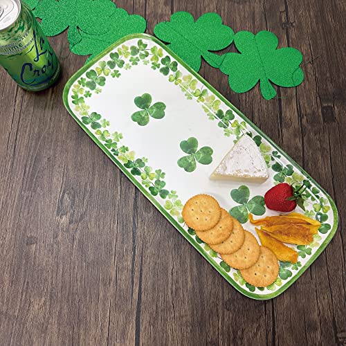 UPware 15 Inch Melamine Rectangle Serving Tray, BPA Free Food Tray (Shamrock)