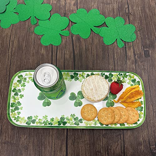 UPware 15 Inch Melamine Rectangle Serving Tray, BPA Free Food Tray (Shamrock)