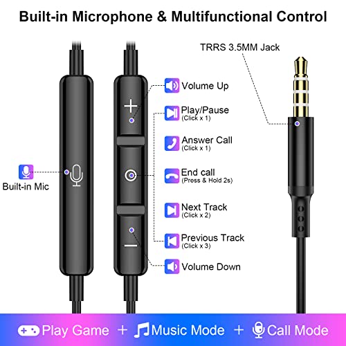 TITACUTE Wired Earbuds 3.5mm Jack Magnetic In-ear Earphone Stereo Canceling Headphone with Microphone for iPhone iPad Samsung A14 A13 A03s S10e S10 Motorola One 5G Ace Moto G Play Power Stylus Android