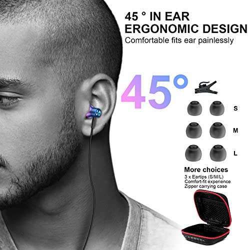 TITACUTE Wired Earbuds 3.5mm Jack Magnetic In-ear Earphone Stereo Canceling Headphone with Microphone for iPhone iPad Samsung A14 A13 A03s S10e S10 Motorola One 5G Ace Moto G Play Power Stylus Android