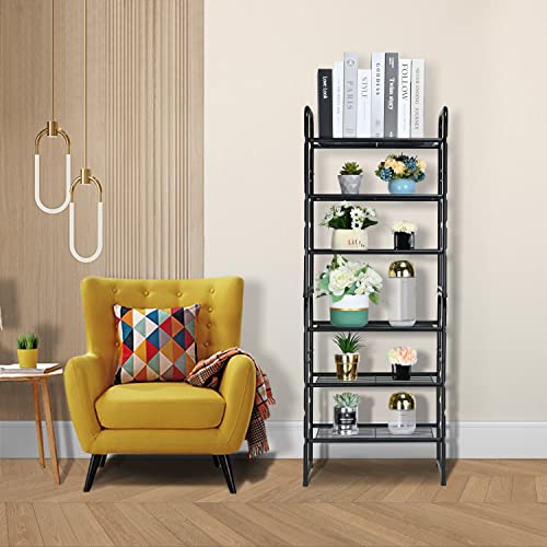 wkokos 3-Tier Small Shoe Rack, Stackable Narrow Shoe Shelf Storage Organizer, Heavy Duty Metal Free Standing Shoe Rack for Entryway Closet Doorway, Black