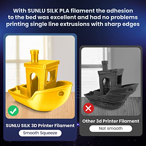 SUNLU Shiny Silk PLA Filament 1.75mm，Smooth Silky Surface，Great Easy to Print for 3D Printers，Dimensional Accuracy +/- 0.02mm, Silk Light Gold 1KG + Silver 1KG