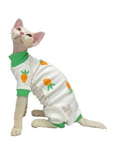 sphynx hairless cat clothes autumn cotton t-shirts four leg jumpsuit base shirts high collar pullover cute pattern kitten shirts pet clothes (l（6.6-8.8lbs）, carrot)