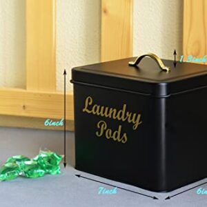 SHUNTU Pods Holder for Laundry Room - Pods Box with Lid for Laundry Room Metal Laundry Pods Holder for Laundry Room Décor and Organization(Black)