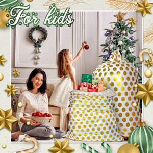 Sabary 2 Pcs 80 x 60 Inch Jumbo Bike Gift Bags Large Thicken Christmas Gift Bags Plastic Oversized Bags White and Gold Dots Xmas Holiday Bicycle Bags for Treat, Goodies, Party, Gift Wrapping Supplies