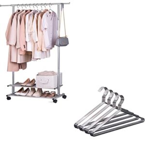 MISSLO 1 Pack Clothing Rack + 20 Pack Metal Hangers