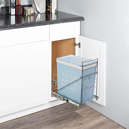 Youeon Pull Out Trash Can Under Cabinet, Adjustable Heavy Duty Under Sink Trash Can Pull Out, Slide Out Garbage Shelf for Kitchen Cabinet, Trash Can Not Included