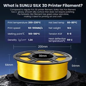 SUNLU Shiny Silk PLA Filament 1.75mm and PLA Meta Filament 1KG White，Smooth Silky Surface，Great Easy to Print for 3D Printers，Dimensional Accuracy +/- 0.02mm, Silk Light Gold + White 1KG