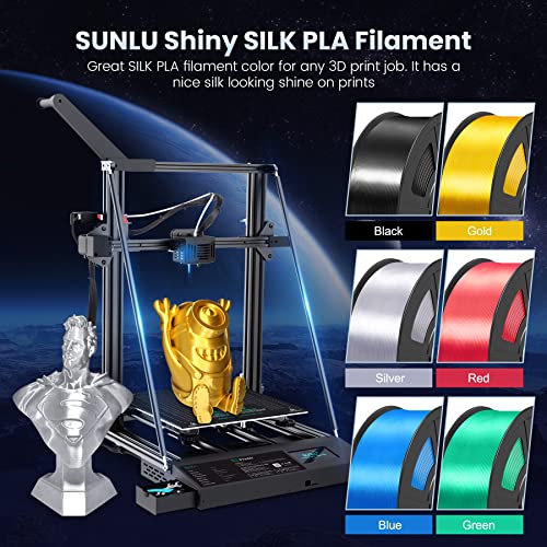 SUNLU Shiny Silk PLA Filament 1.75mm and PLA Meta Filament 1KG White，Smooth Silky Surface，Great Easy to Print for 3D Printers，Dimensional Accuracy +/- 0.02mm, Silk Light Gold + White 1KG