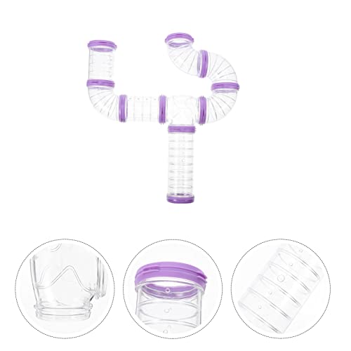 3sets Rats Maze Other Connector Toy Tool Fun Ferrets Purple Animals Hamster Gerbil Tube Tunnel Hideout, Hideaway House Animals- Pet DIY Transparent Sugar Plastic Exercising