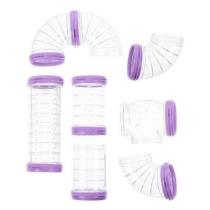 3sets Rats Maze Other Connector Toy Tool Fun Ferrets Purple Animals Hamster Gerbil Tube Tunnel Hideout, Hideaway House Animals- Pet DIY Transparent Sugar Plastic Exercising