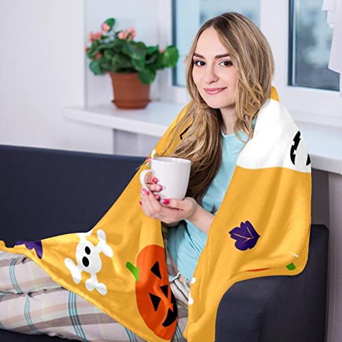 Halloween Ghosts Pumpkin Spiderweb Bat Prints Soft Warm Cozy Blanket Throw for Bed Couch Sofa Picnic Camping Beach, 150×100cm