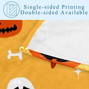 Halloween Ghosts Pumpkin Spiderweb Bat Prints Soft Warm Cozy Blanket Throw for Bed Couch Sofa Picnic Camping Beach, 150×100cm