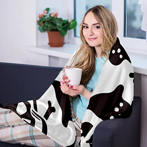 Halloween Skull Ghost Prints Soft Warm Cozy Blanket Throw for Bed Couch Sofa Picnic Camping Beach, 150×100cm