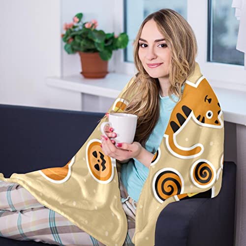 Halloween Icons Prints Soft Warm Cozy Blanket Throw for Bed Couch Sofa Picnic Camping Beach, 150×100cm