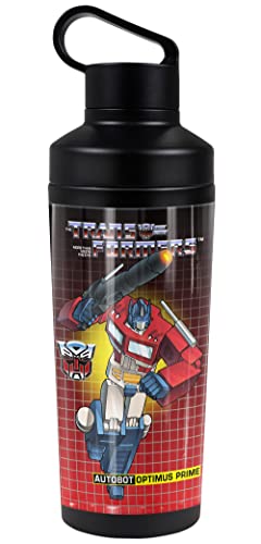 Transformers OFFICIAL Optimus Prime 18 oz Insulated Water Bottle, Leak Resistant, Vacuum Insulated Stainless Steel with 2-in-1 Loop Cap