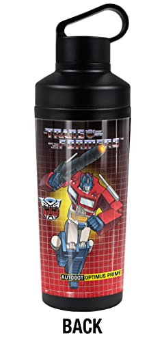 Transformers OFFICIAL Optimus Prime 18 oz Insulated Water Bottle, Leak Resistant, Vacuum Insulated Stainless Steel with 2-in-1 Loop Cap