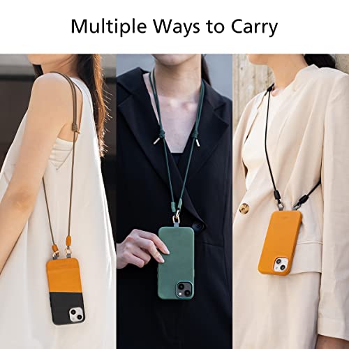 Alto Crossbody Phone Lanyard: detachable patch, nylon strap with Italian leather pad, for iPhone 15/15 Plus/15 Pro /15 Pro Max case (Forest Green)